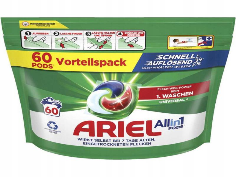 Ariel Pods All-in-1 Pods/Liquid Detergent Capsules - Universal+ - 60 ...