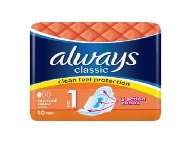 Always Sanitary Napkins Size 1 - Classic Normal - 10 pieces | IwonaTEC