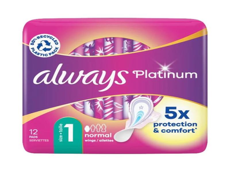 Always Sanitary Towels with wings Normal (Size 1) - Platinum - 5x ...