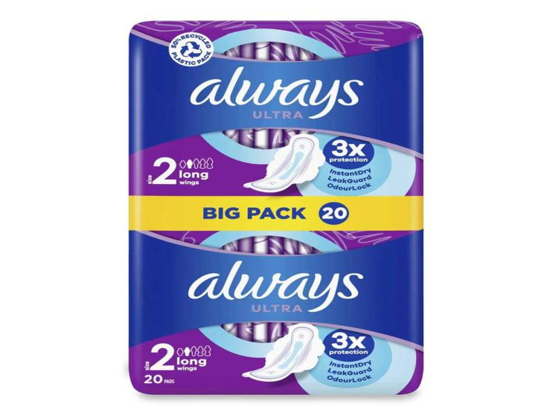 Always Sanitary Napkins size 2 Long - Ultra - Big Pack 20 Pieces | IwonaTEC