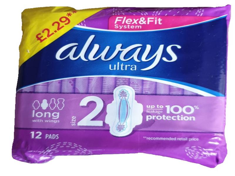 Always Sanitary Napkin Ultra Long with wings (size 2) - 12 pads | IwonaTEC
