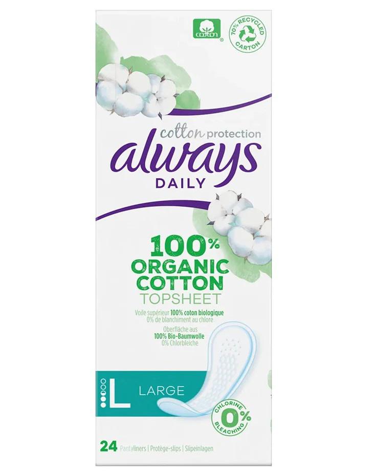 Always Protège-slips Cotton Protection 2,5 Large - Organic Cotton ...