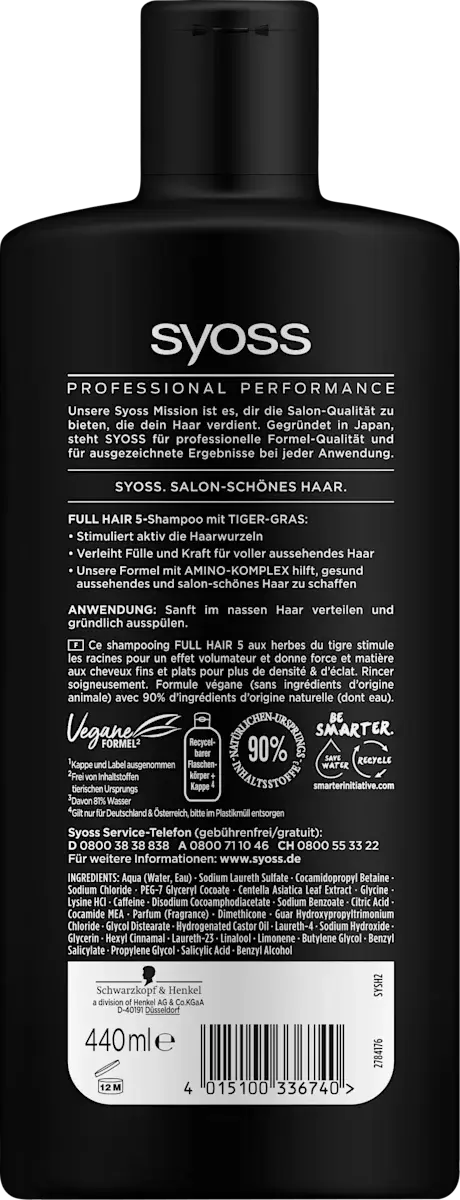 Syoss Shampoing pour cheveux fins et plats - Full Hair 5 - 440 ml ...