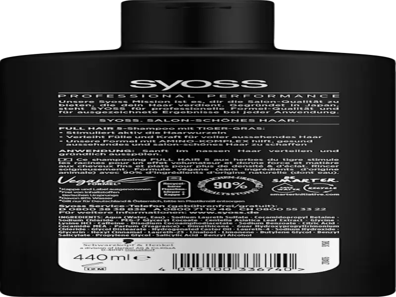 Syoss Shampoing pour cheveux fins et plats - Full Hair 5 - 440 ml ...