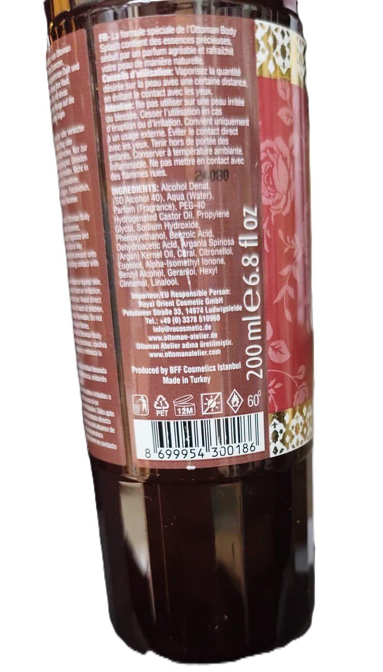 Ottoman Body Splash/Body Spray Argan Spa - Oriental Rose - 200ml | IwonaTEC